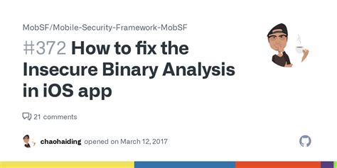How To Fix The Insecure Binary Analysis In Ios App · Issue 372 · Mobsf Mobile Security