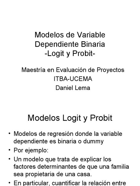 Modelos De Regresión Binaria Una Introducción A Los Modelos Logit Y Probit Pdf Distribución