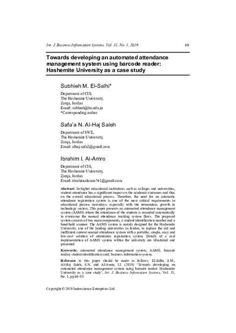 Pdf Towards Developing An Automated Attendance Management System