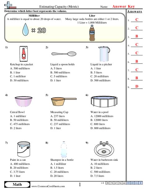 Estimating Capacity Worksheets Worksheets Library