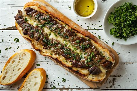 Premium Photo Cheese Steak And Bread Displayed On A Table