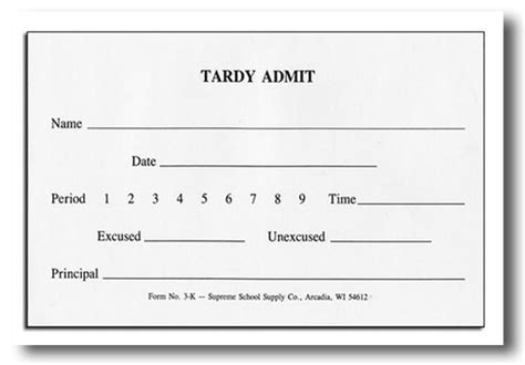 School Books And Forms Tardy Slips Supreme School Supply