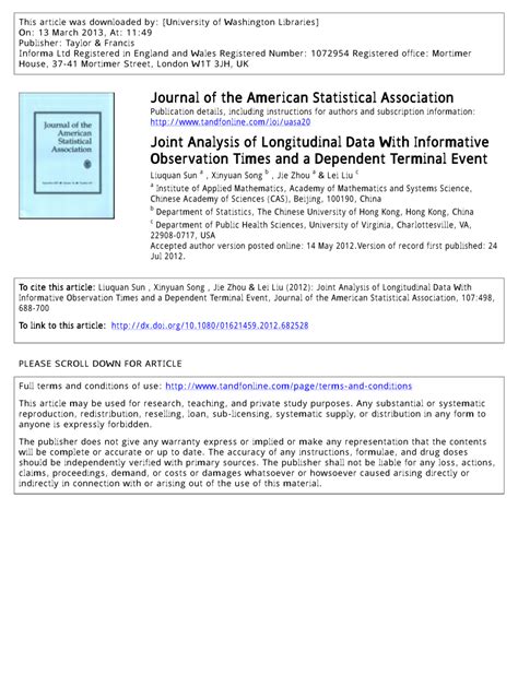 Pdf Joint Analysis Of Longitudinal Data With Informative Observation Times And A Dependent