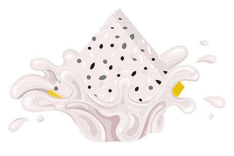 신선한 밝은 노란색 컷 조각 피타야 주스 스플래시는 흰색 배경에 고립 파열 여름 과일 주스 만화 스타일 모든 디자인에 대한 벡터 그림입니다 0명에 대한 스톡 벡터 아트 및