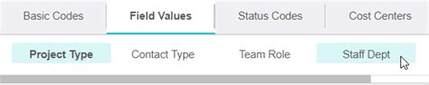 Field Values Staff Department BigTime Software