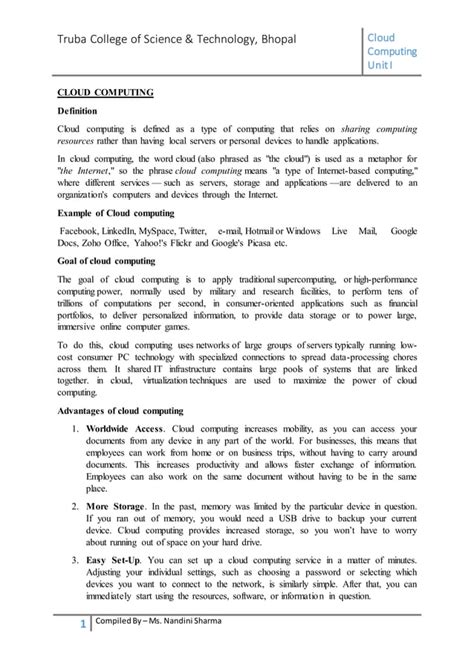 Cloud Computing Notes Unit I As Per Rgpv Syllabus Docx