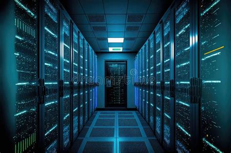 Database Center Room With Fully Service System Operated By Software