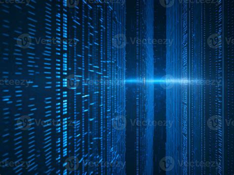 ai generated blue digital binary data on computer screen background