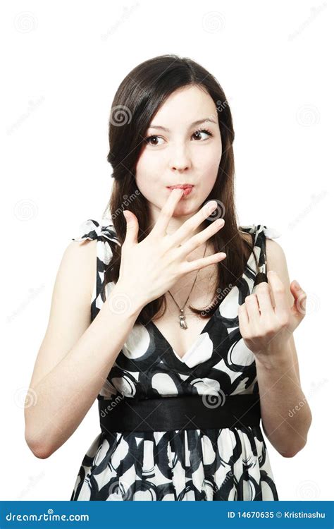 Girl Licking Her Fingers Stock Image Image Of Happy 14670635