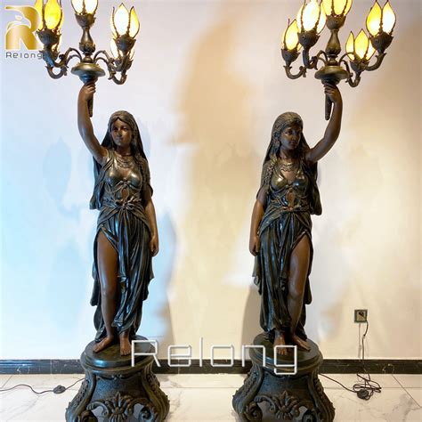 Decorative Bronze Lady Statue Lamps For Sale Relong Art Sculpture