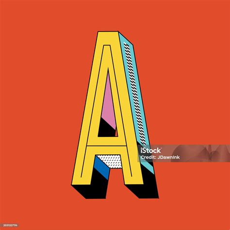 레트로 90 년대 Y2k 3d 글꼴 디자인 대문자 A 색상의 정사각형 블록 알파벳 A에 대한 스톡 벡터 아트 및 기타 이미지 알파벳 A 3차원 형태 벡터 Istock