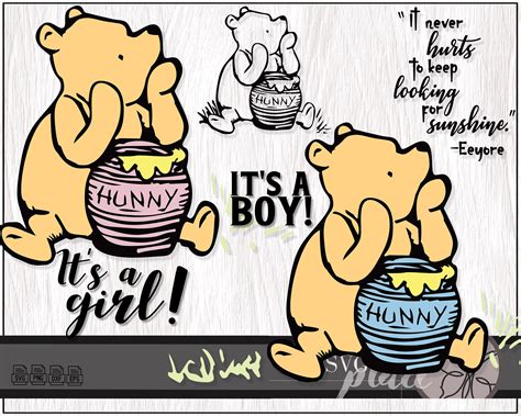 Modern Classic Winnie The Pooh Gender Reveal Invite I