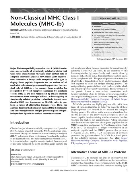nonclassical mhc class i pdf pdf major histocompatibility complex