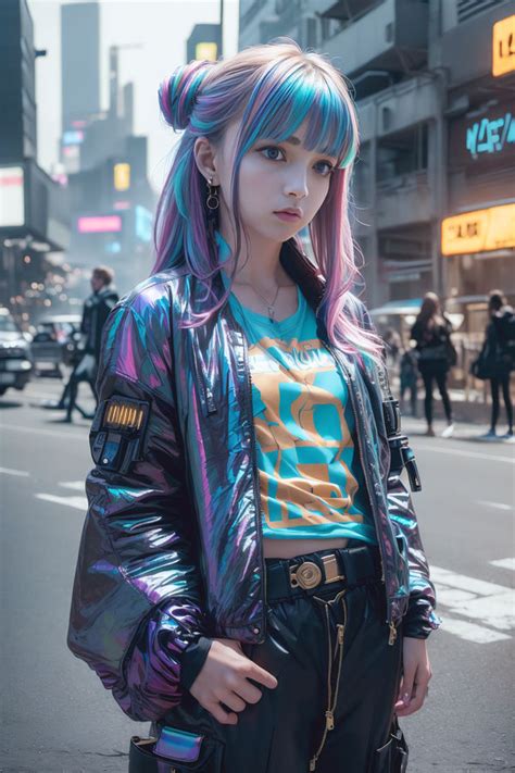 Iridescent Cyberpunk Girl 5 By Hisapiai On Deviantart