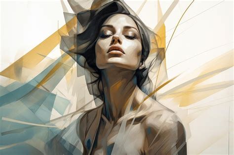 Premium Ai Image Geometric Abstract Woman Portrait