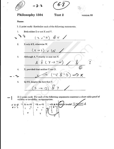 Test 2 Version 88 Language And Logic Phil 1504 Exams Reasoning