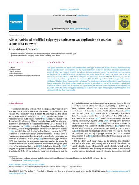 pdf almost unbiased modified ridge type estimator an application to
