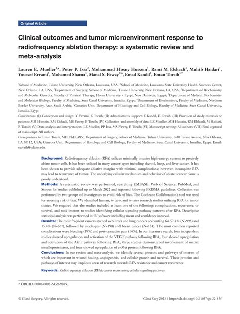 Pdf Clinical Outcomes And Tumor Microenvironment Response To Radiofrequency Ablation Therapy