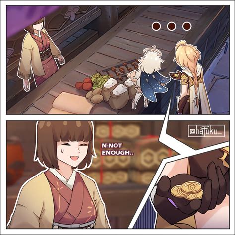 Aether And Paimon Genshin Impact Drawn By Hafuku Danbooru