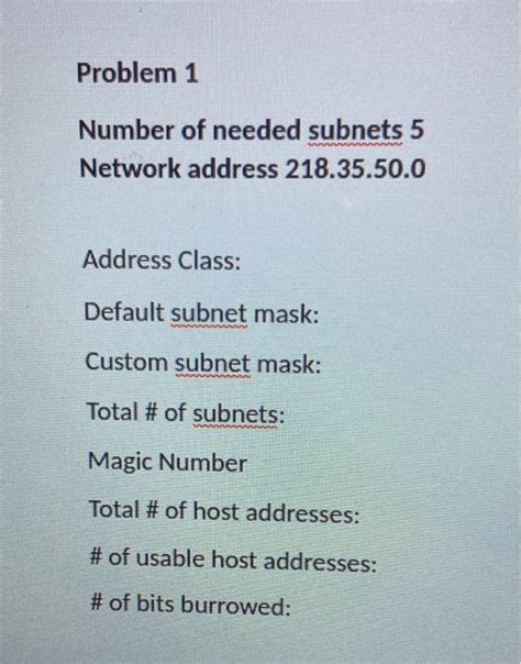 solved problem 1 number of needed subnets 5 network address
