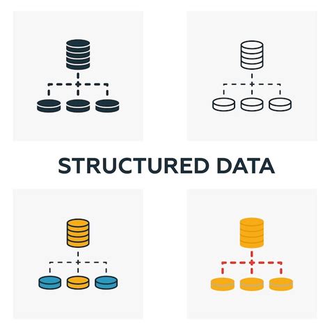 Premium Vector Structured Data Icon Set Four Elements In Diferent