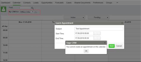 quick appointments for another user in sage crm 2018 r3 sage crm