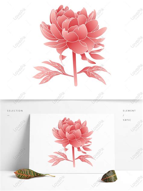 原創手繪矢量漸變風牡丹花花卉元素ai圖案素材免費下載 Lovepik