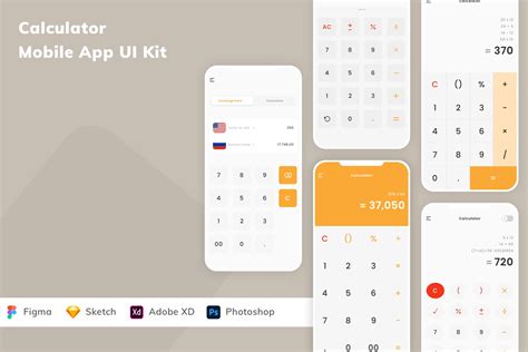 calculator mobile app ui kit ui kits and libraries ~ creative market