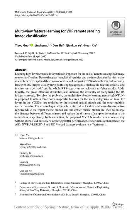 Multi View Feature Learning For Vhr Remote Sensing Image Classification
