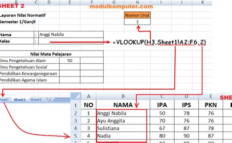 Rumus Menampilkan Data Antar Sheet Excel