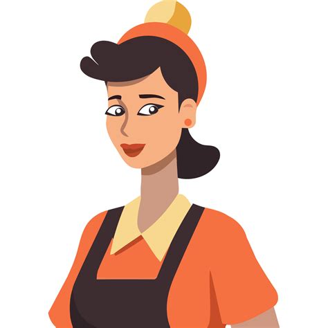 An Illustration Of A Woman In An Orange Apron 49025513 Png