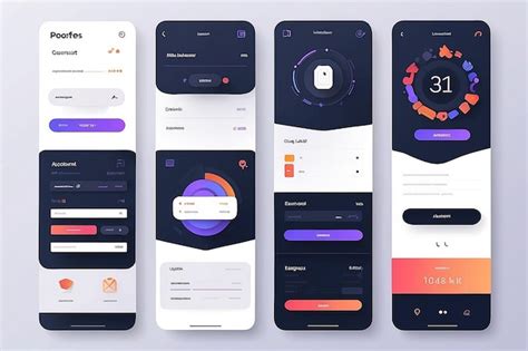 ui ux app kit set web interface elements responsive mobile website with different gui layout