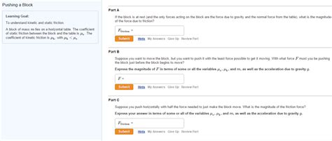 Solved Pushing A Block Learning Goal To Understand Kinetic