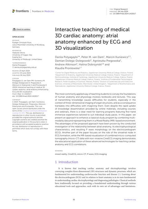 Pdf Interactive Teaching Of Medical 3d Cardiac Anatomy Atrial Anatomy Enhanced By Ecg And 3d