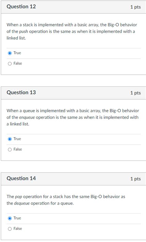 Solved Question 12 1 Pts When A Stack Is Implemented With A