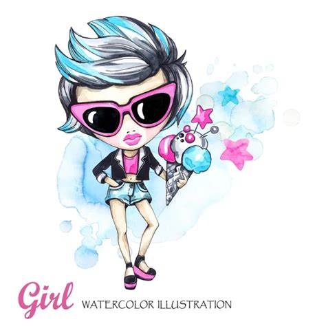 Fotos De Vetor De Menina De Caricatura Imagens De Vetor De Menina De