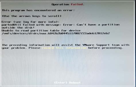 Vmware Esxi Setup Operation Failed Error Cant Have A Partition