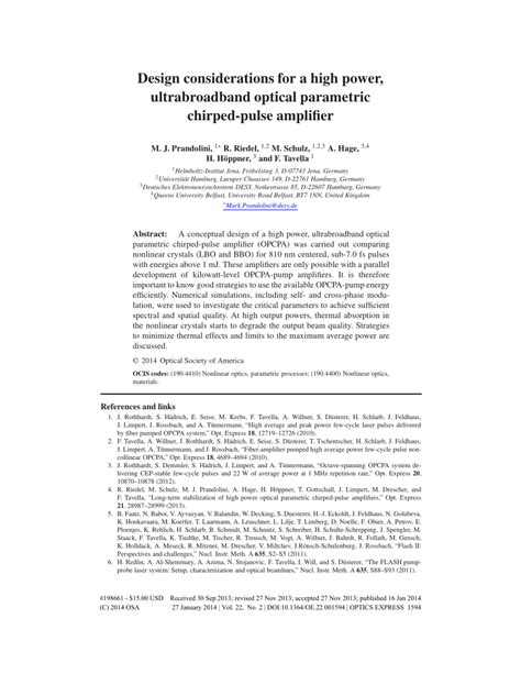 Pdf Design Considerations For A High Power Ultrabroadband Optical