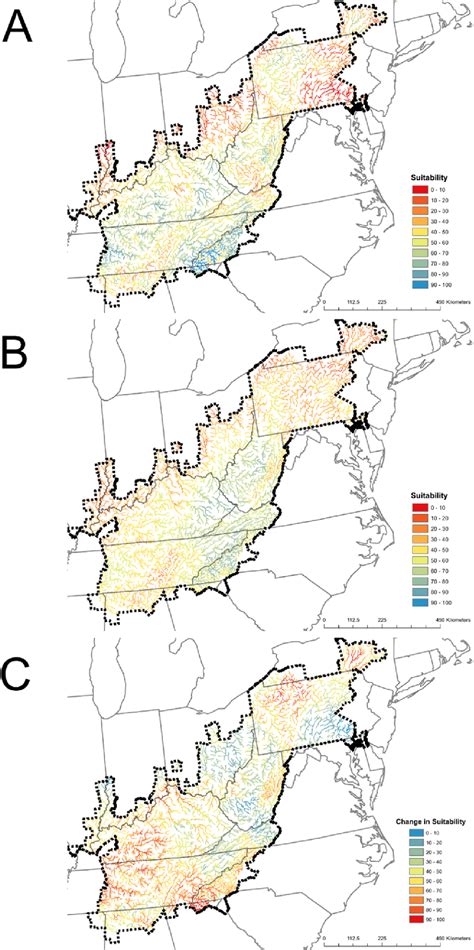 A Current Climatic Suitability For The Eastern Hellbender Determined Download Scientific