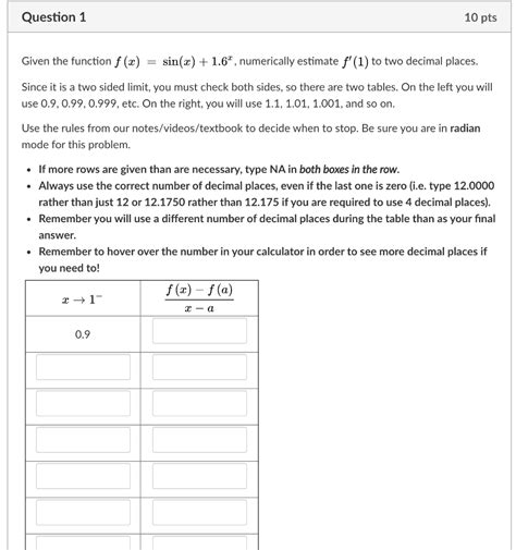 solved question 1 10 pts given the function f x sin x