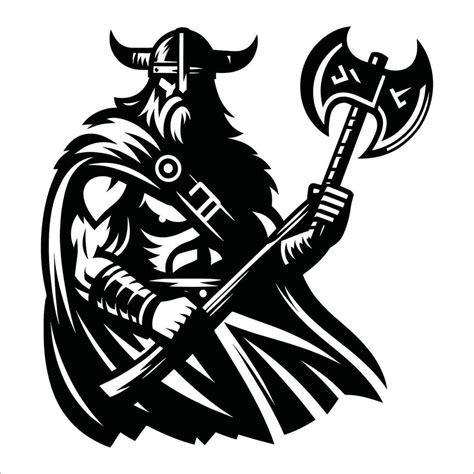 Viking Warrior Illustration In Black And White 45659356 Vector Art At