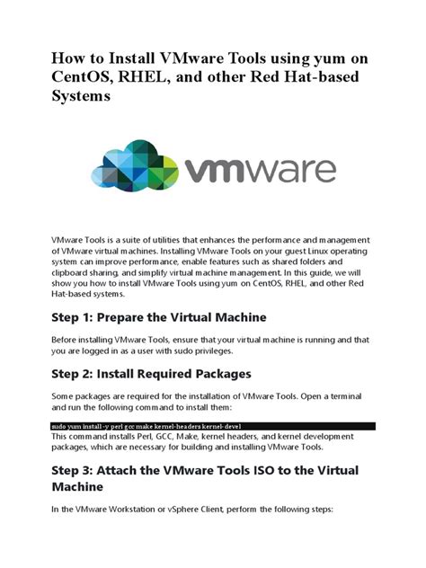 How To Install Vmware Tools On Rhel Pdf Virtual Machine Utility Software