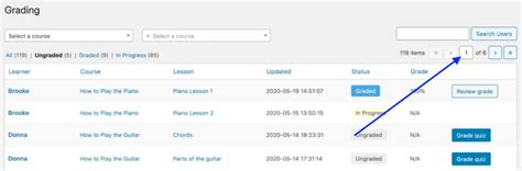 pagination jump to function not working on sensei list pages · issue
