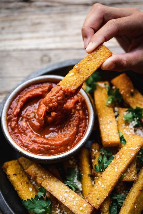 Polenta Fries With Marinara Dipping Sauce Vegan Crowded Kitchen Recipe Polenta Fries