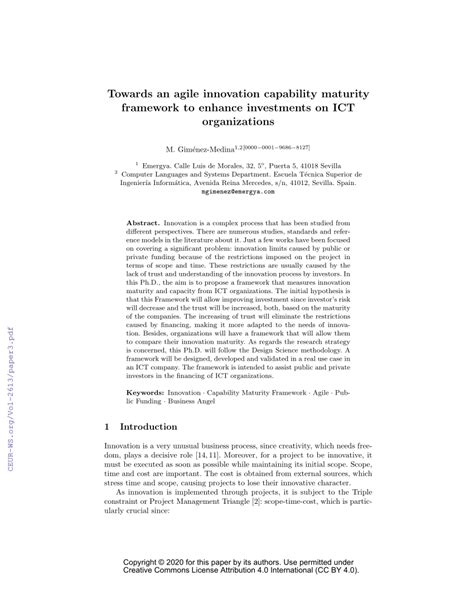 Pdf Towards An Agile Innovation Capability Maturity Framework To Enhance Investments On Ict