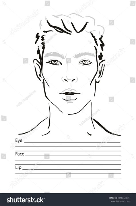 Man Face Chart Makeup Artist Blank Stock Vector Royalty Free