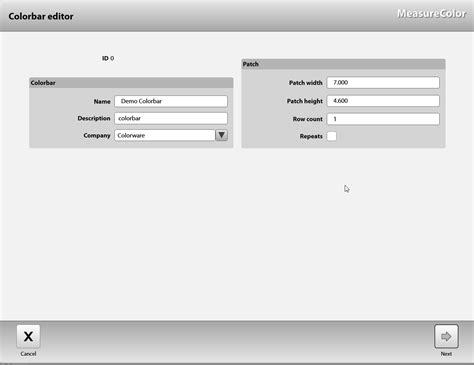 Color Bar Editor Module MeasureColor