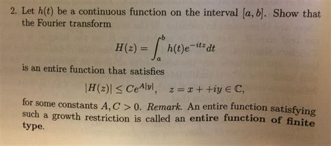 solved let h t be a continuous function on the interval [a