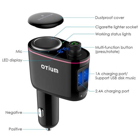 Fm Transmittercigarette Lighter Socket Usb Car Charger Three In One