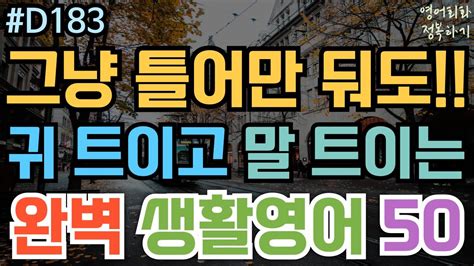 영어회화 정복하기 D183 그냥 틀어만 둬도 귀 트이고 말 트이는 완벽 생활영어 50 I 영어듣기 I 영어공부 I 영어 반복 듣기 초보영어회화 여행영어회화 생활